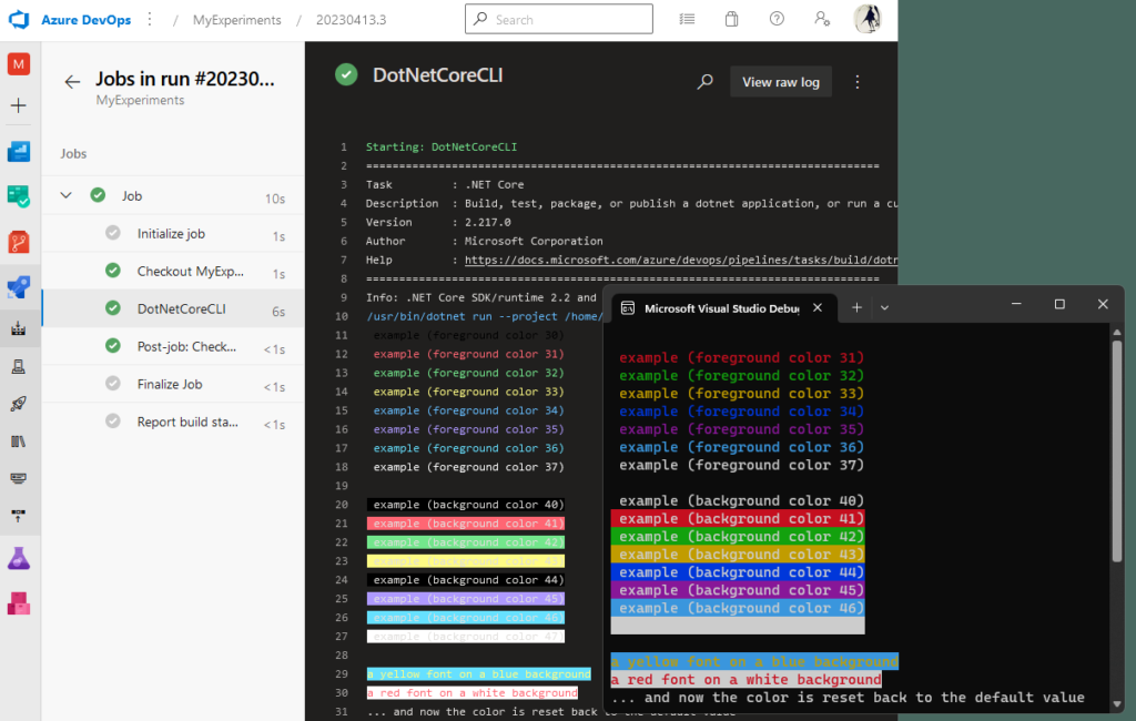 Azure DevOps pipelines: how to set font color from C# - Tim Taurit